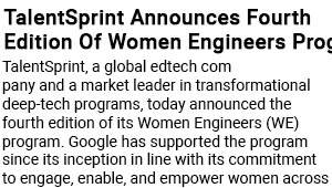 WE Program, Offered by TalentSprint, Supported by Google