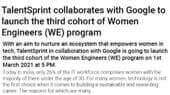WE Program, Offered by TalentSprint, Supported by Google